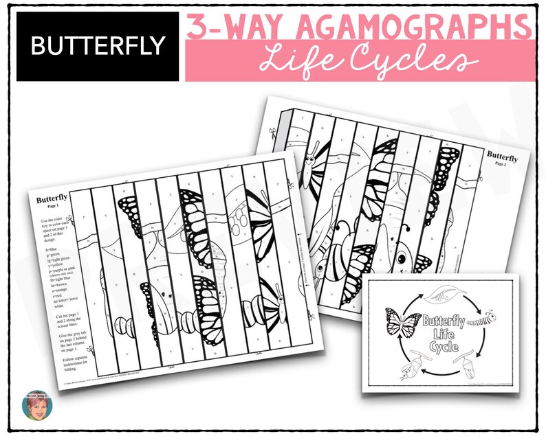 Printable Collection of Life Cycle 3-way Agamographs, Incl. Butterfly ...