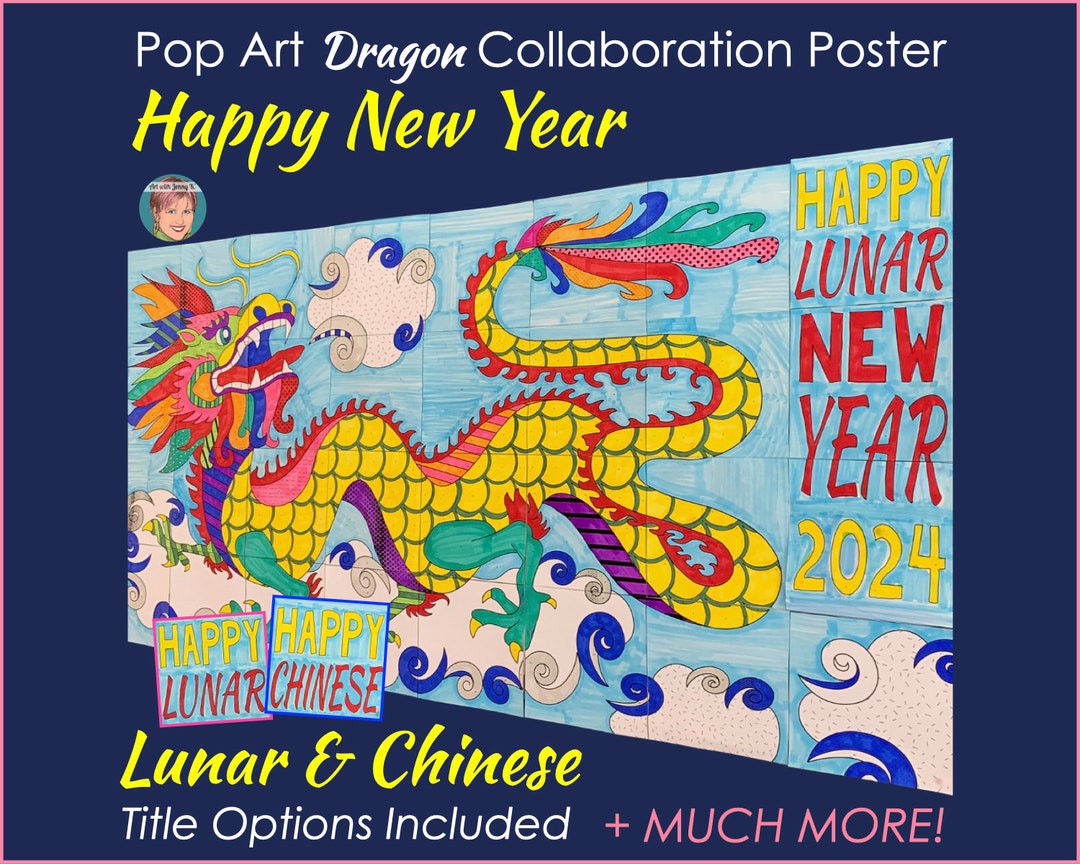 Printable 2024 Chinese New Year Pop Art Dragon Collaborative Poster ...