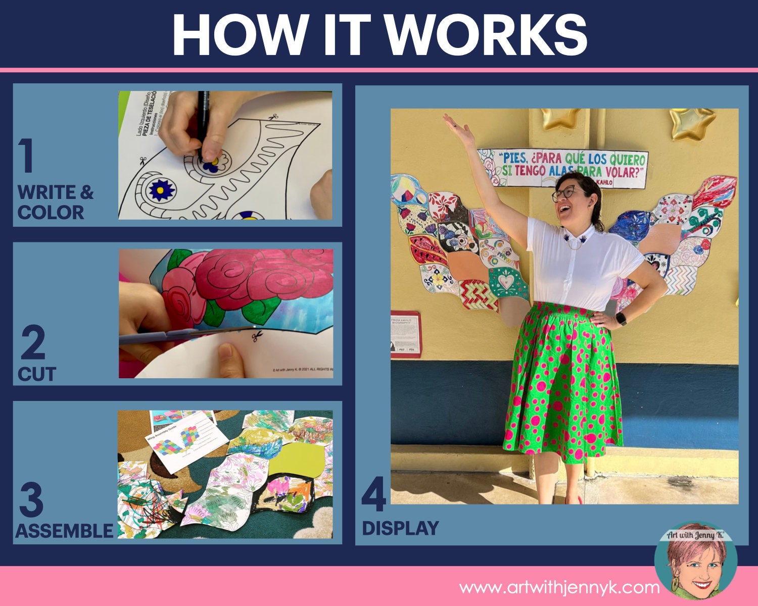 Printable Collaborative Frida Kahlo-inspired Wings Mural W/ Biographies ...