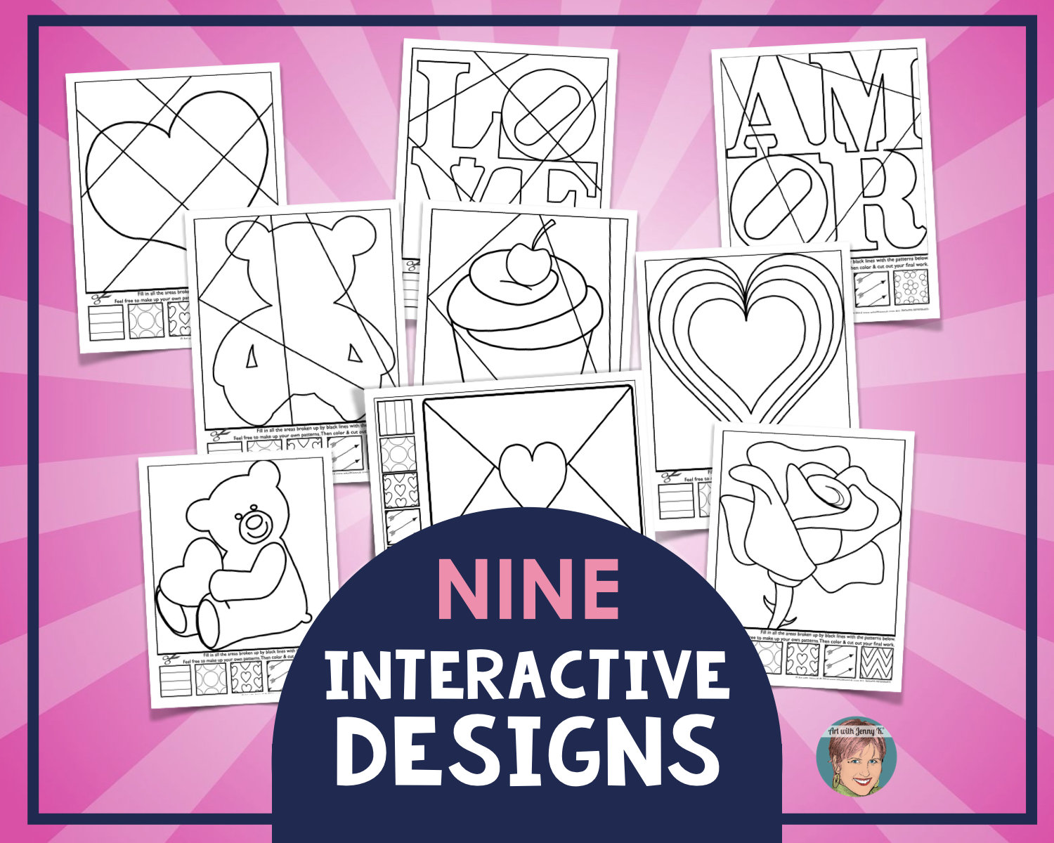 The Original Printable "pop Art" Valentine's Day Interactive Coloring ...