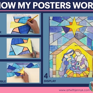Printable "stained Glass" Nativity Scene Collaborative Coloring Poster ...