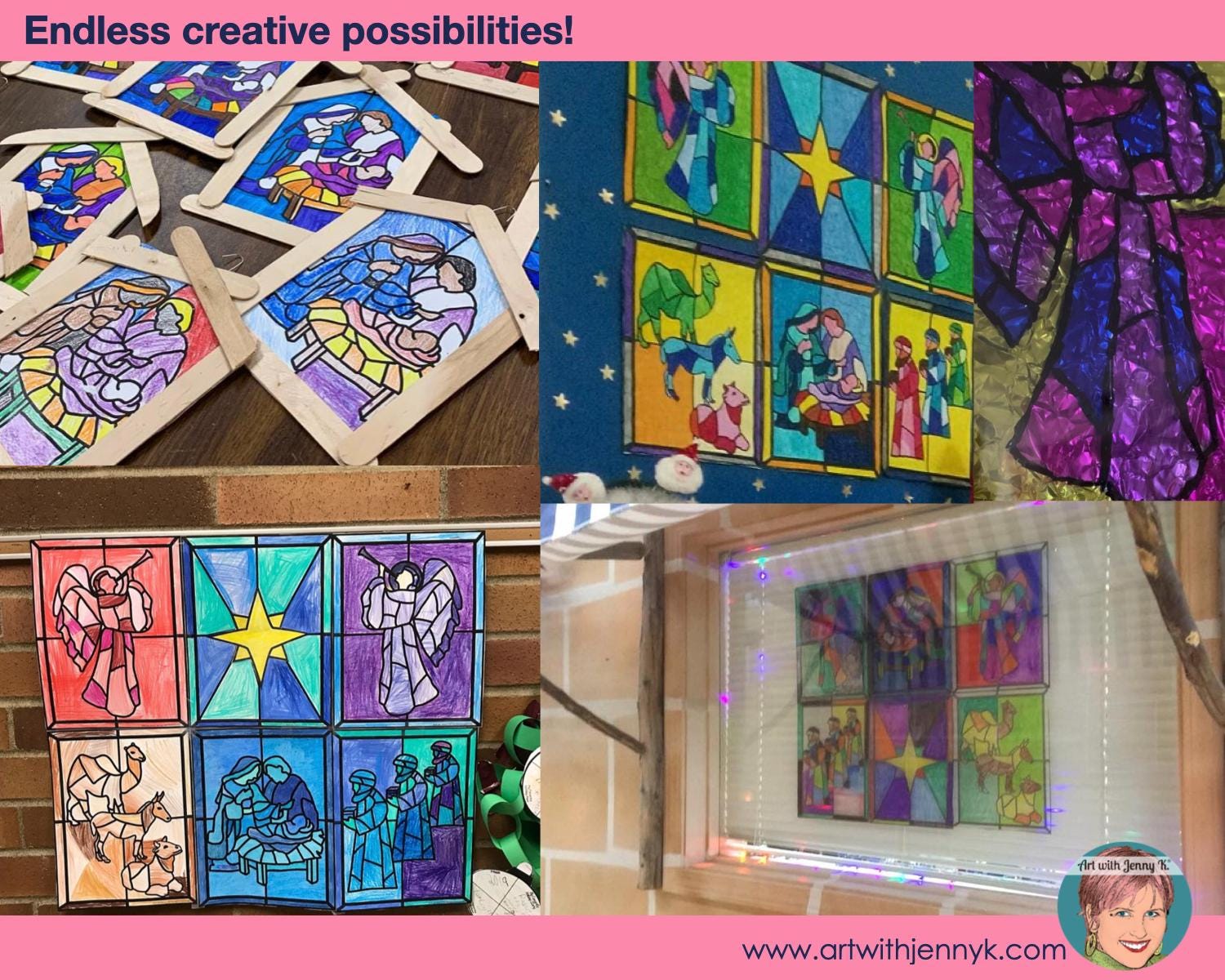 Printable "stained Glass" Nativity Scene COLORING Pages Set | Christian ...