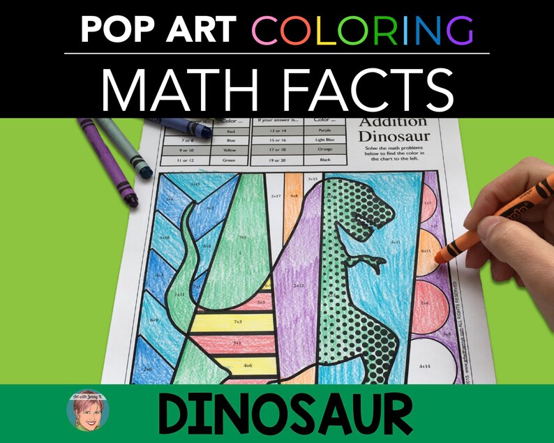 Dinosaur Themed Color by Number Math Fact Review Coloring Pages ...