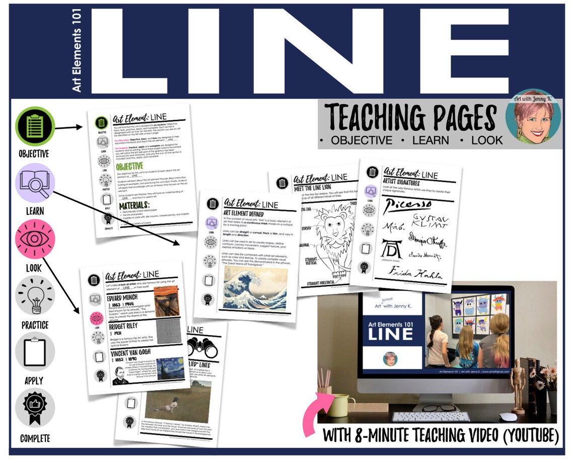 Art Elements 101 Unit 1: LINE | Printable Art Lessons for Kids | Art ...