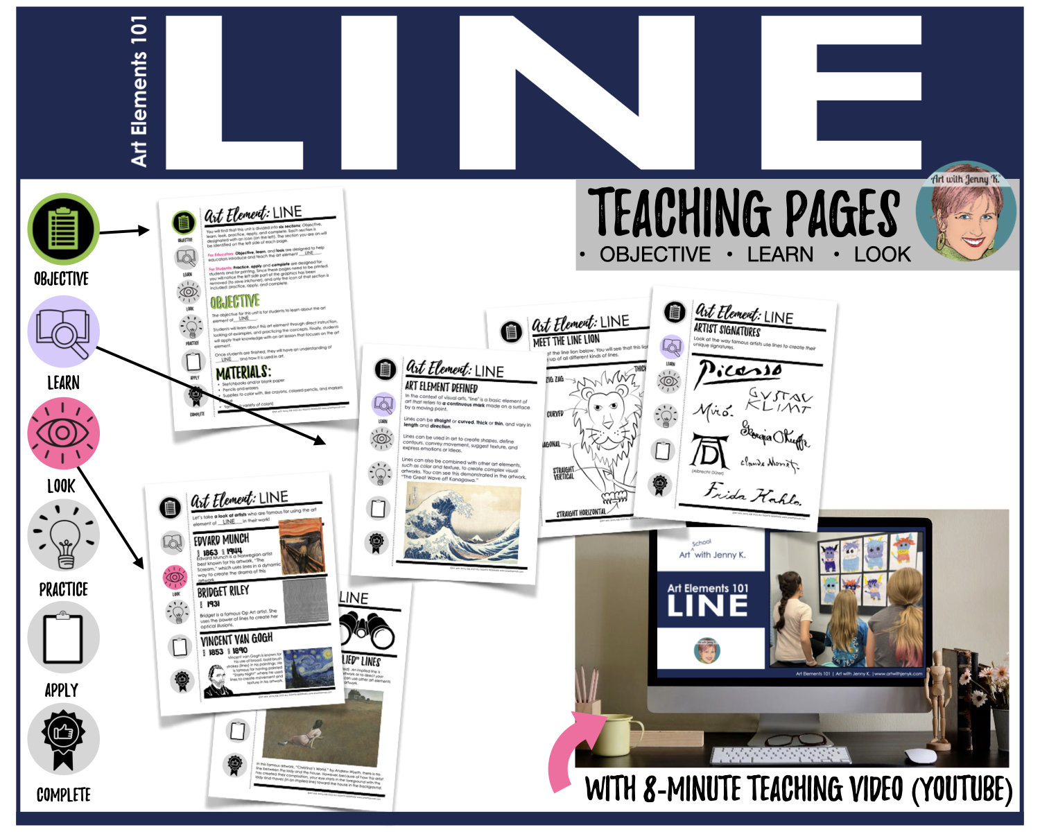 Art Elements 101 Unit 1: LINE | Printable Art Lessons for Kids | Art ...