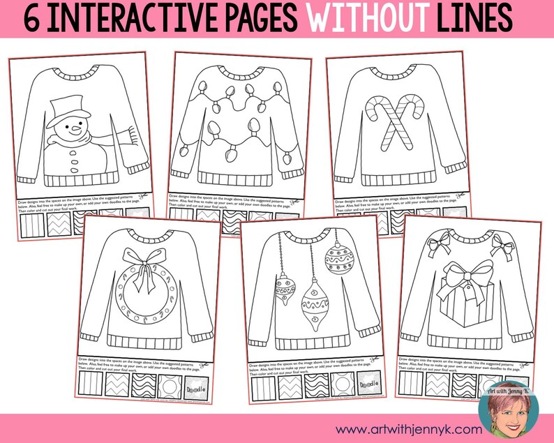 Printable Ugly Sweater Coloring Pages Collection (w/ Writing Prompts ...