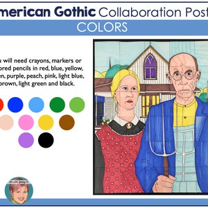 Printable "american Gothic" by Grant Wood Collaboration Poster | Easy ...