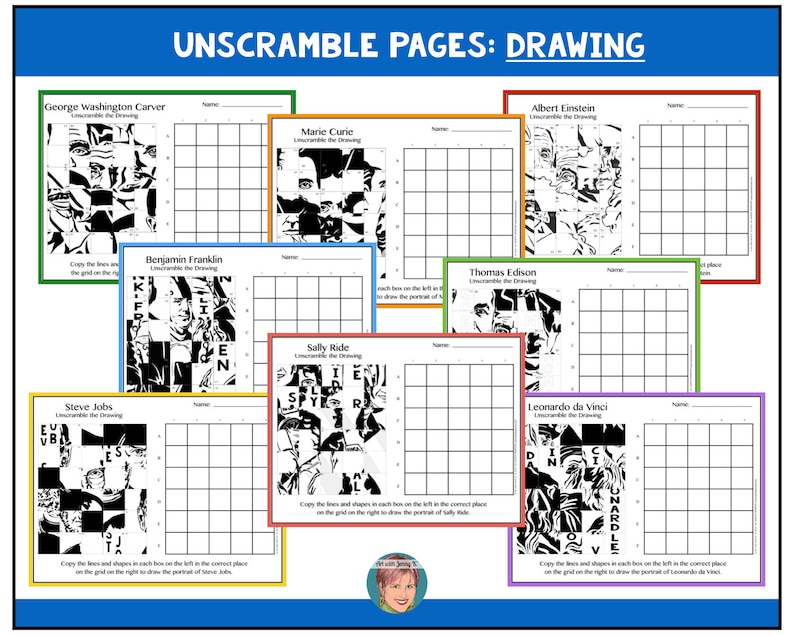 Unscramble the Famous Faces of STEM Printable | Fun STEM/STEAM Art ...