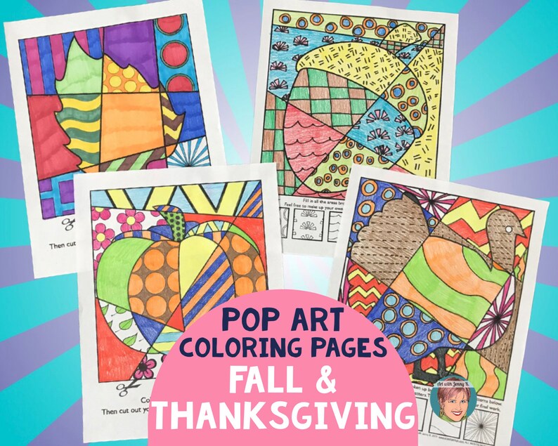 Printable "pop Art" Thanksgiving Coloring Pages and Writing Prompts| No ...