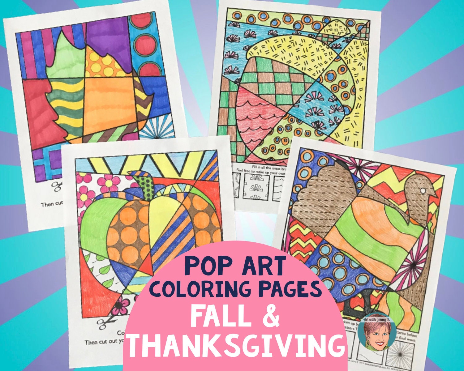 Pop Art Thanksgiving Coloring Pages: Interactive Fall Activity ...