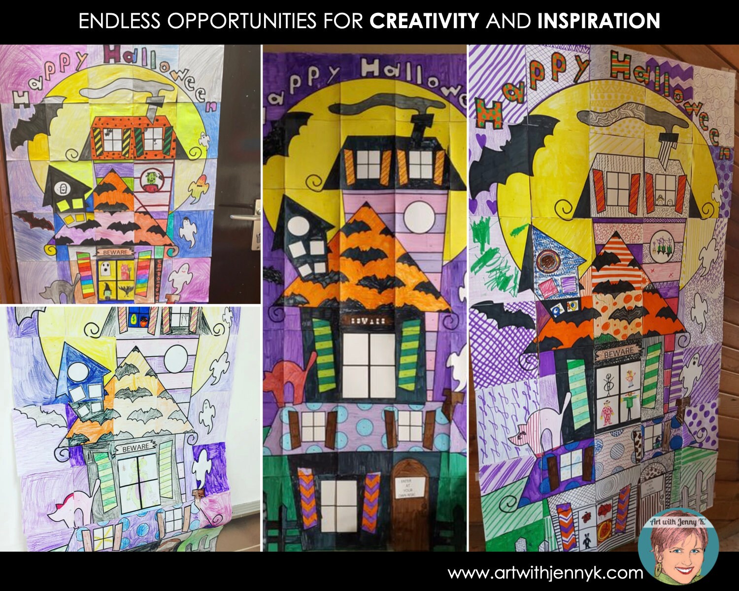 Halloween Haunted House Collaborative Coloring Poster: Classroom Door ...