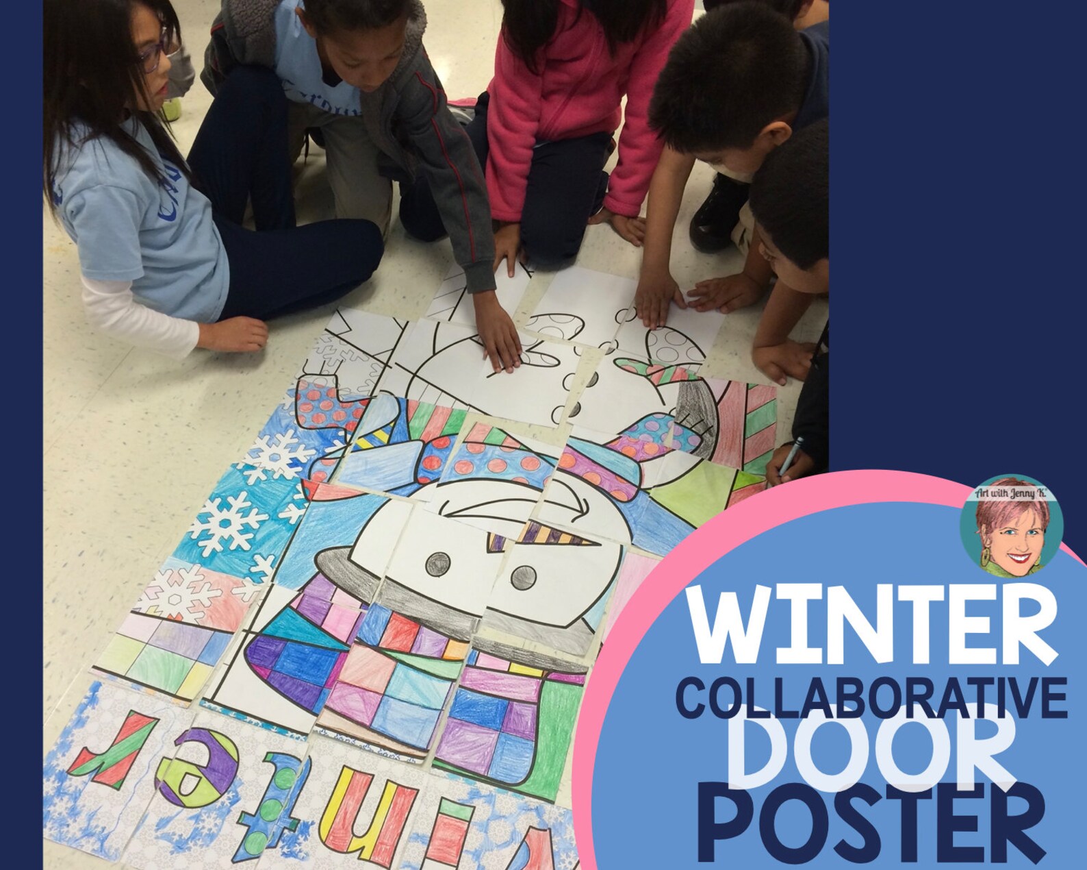 Printable Pop Art Snowman Collaborative Door Poster | Great Winter Art ...