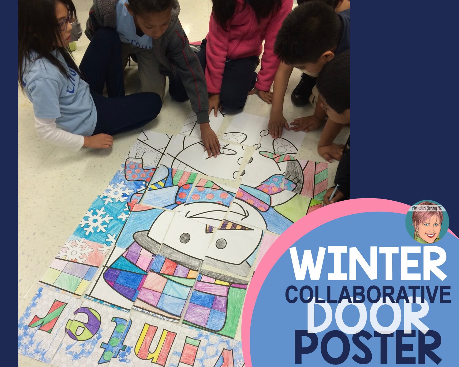 Printable Pop Art Snowman Collaborative Door Poster | Great Winter Art ...