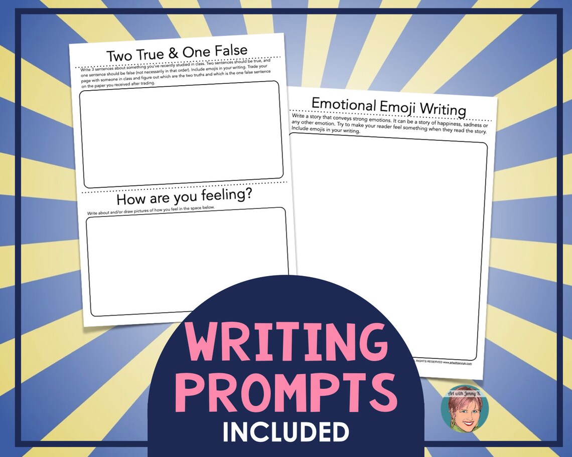 Printable "pop Art" Emoji Emotions Coloring Pages + Writing Prompts ...