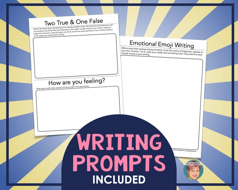 Printable "pop Art" Emoji Coloring Pages + Writing Prompts | Fun End of ...