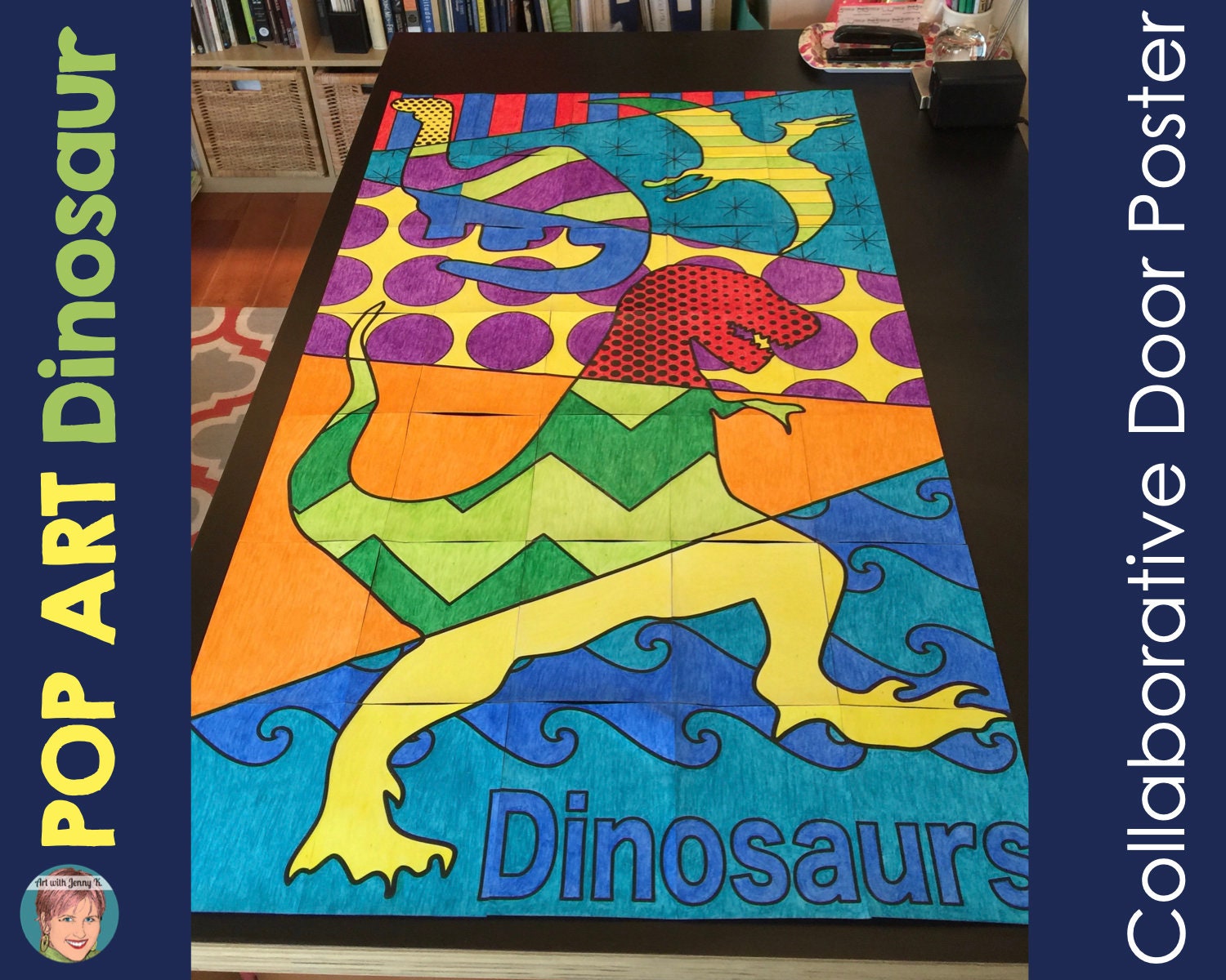 Printable Pop Art Dinosaurs Collaborative Poster or Door Decor Fun ...