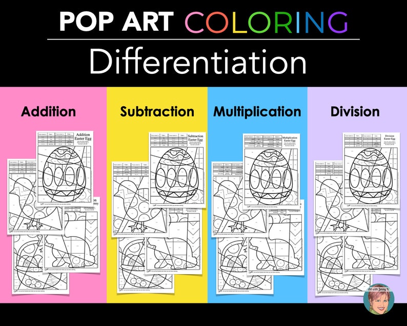 Easter Themed Color by Number Math Fact Review Coloring Pages | Fun ...