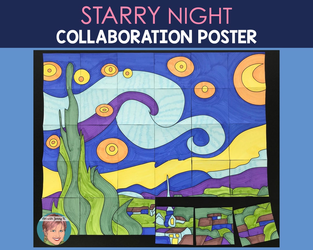 Printable Starry Night by Vincent Van Gogh Classroom Collaboration ...