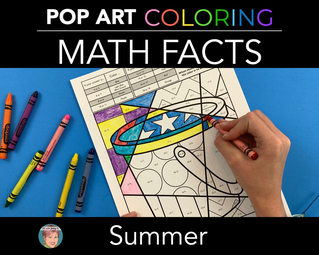 Printable Summer-themed Math Fact Review Coloring Pages | Fun Art ...