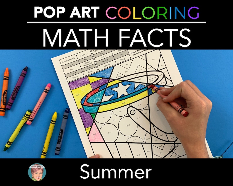 Printable Summer-themed Math Fact Review Coloring Pages | Fun Art ...