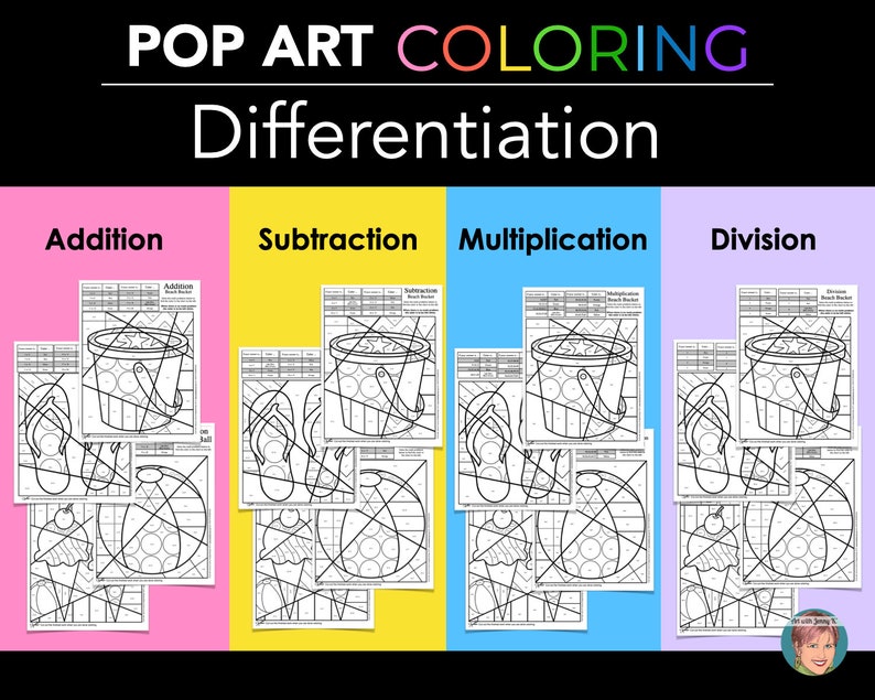 Printable Summer-themed Math Fact Review Coloring Pages | Fun Art ...