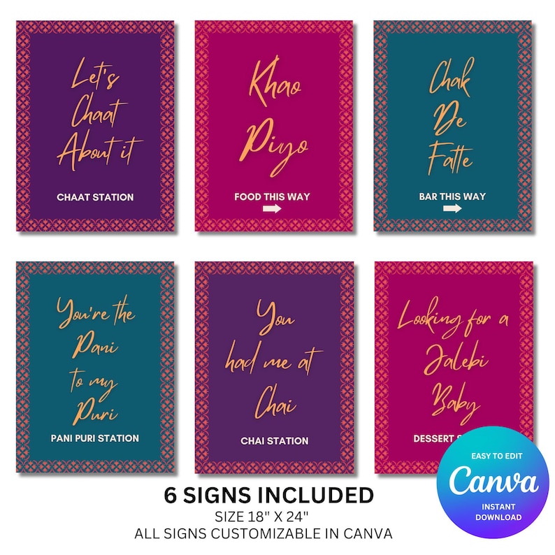 Indian Wedding Food Station Signs: Editable Punjabi Decor (digital ...