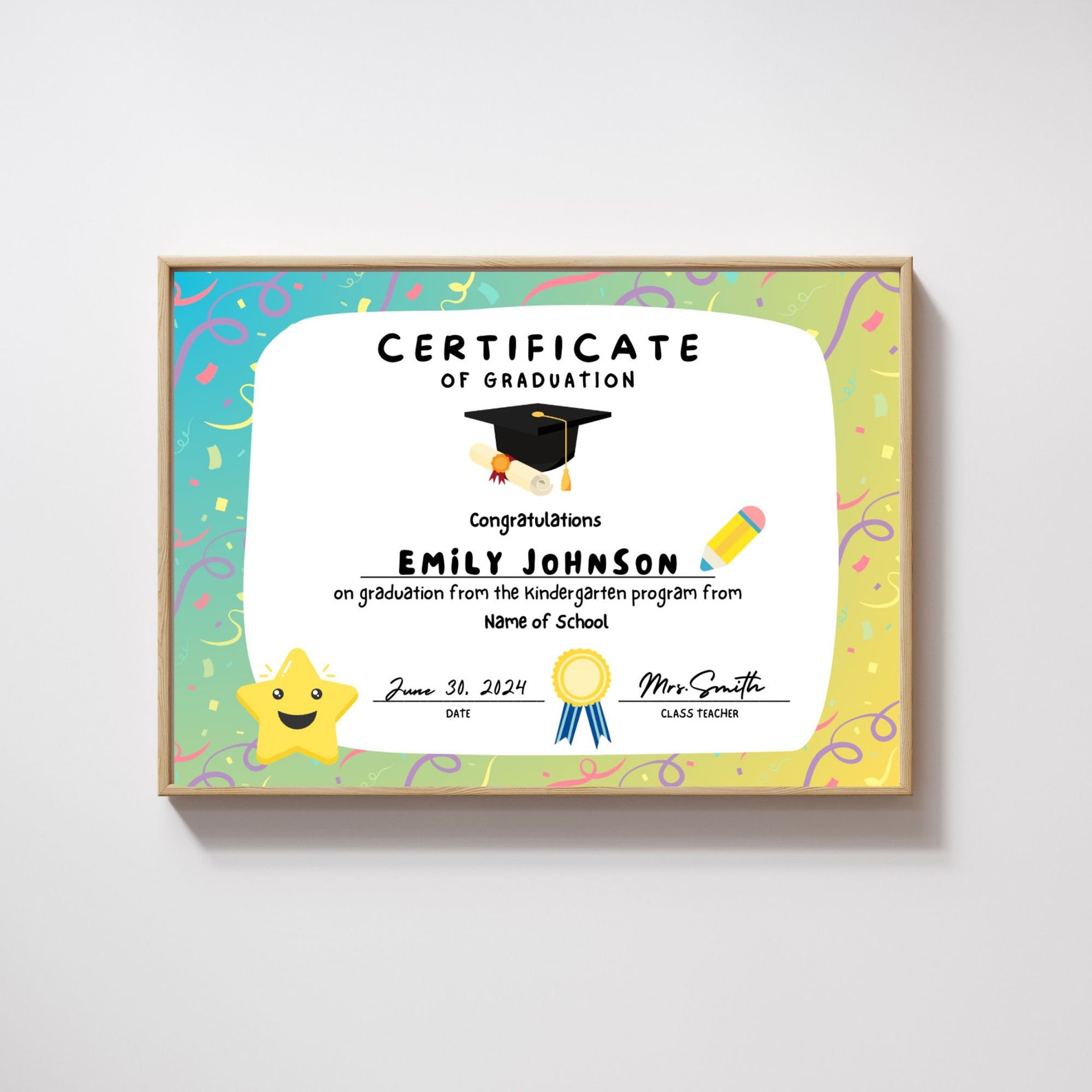 Kindergarten Graduation Certificate, Preschool Graduation Diploma ...