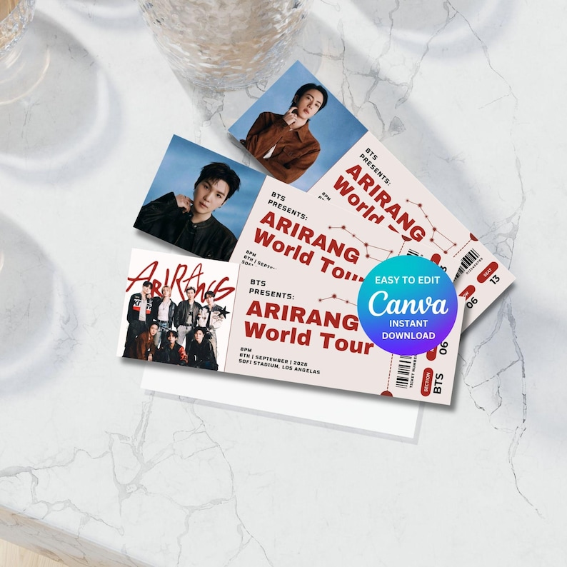 BTS World Tour| Concert Ticket Editable Template | OT7 | ARMY Kpop ...
