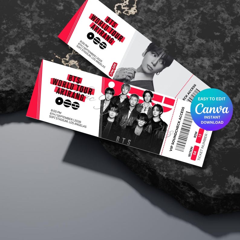 BTS Arirang World Tour| Concert Ticket Editable Template | OT7 | ARMY ...