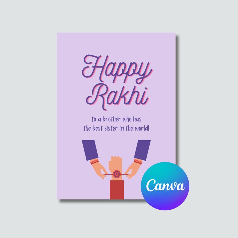 Raksha Bandhan Card, Rakhi Card, Brother, Bhai, Indian Card, Printable, Instant Download, Canva ...