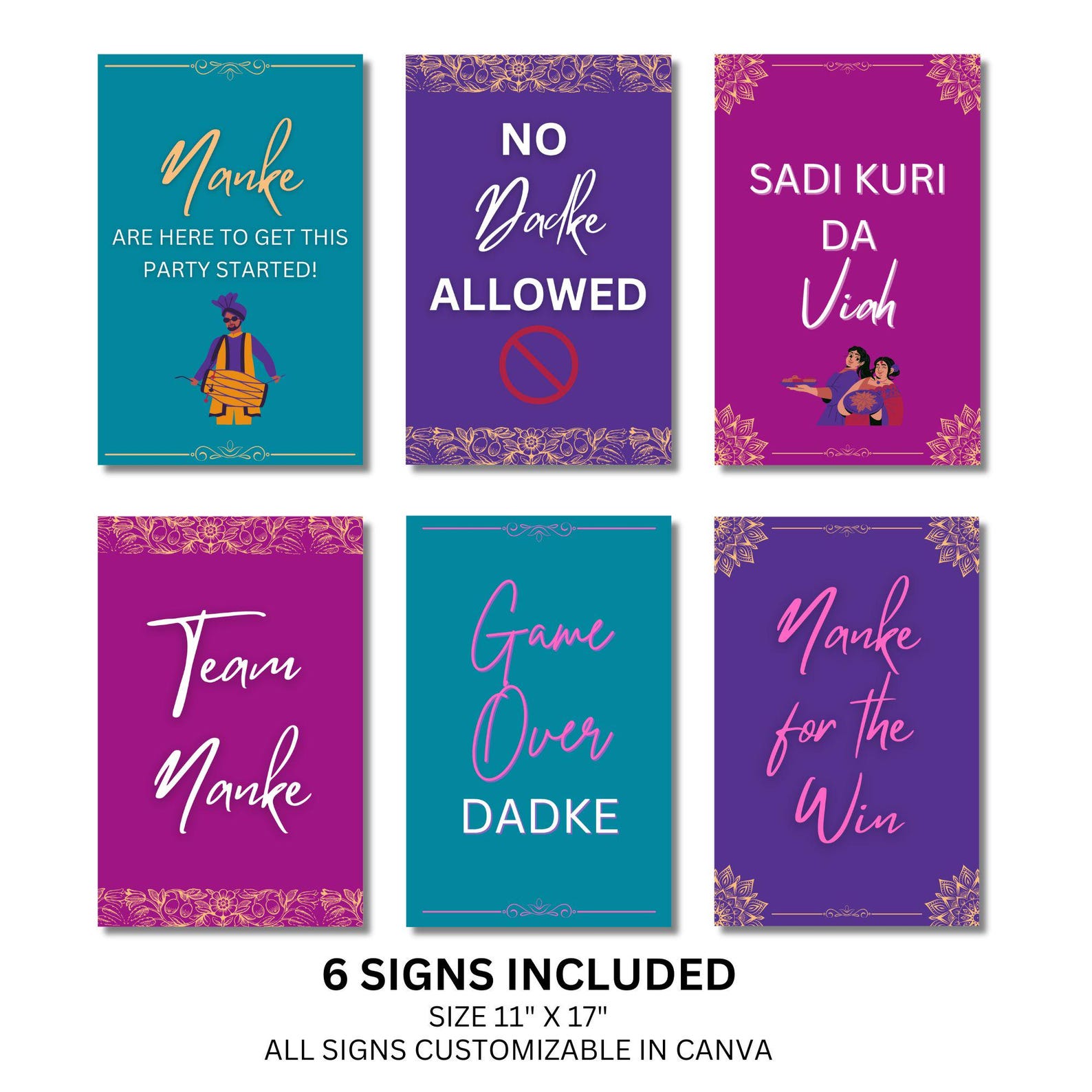 Punjabi Wedding Entry Signs: Nanke Mel Party Decor (instant Download ...