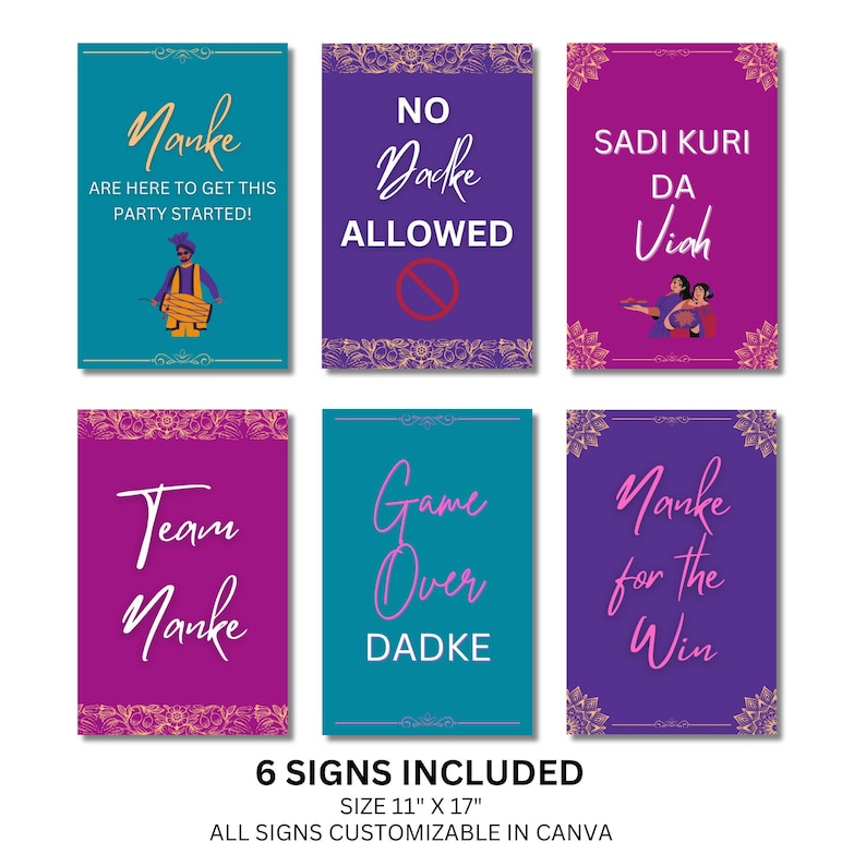 Punjabi Wedding Entry Signs: Nanke Mel Party Decor (instant Download ...