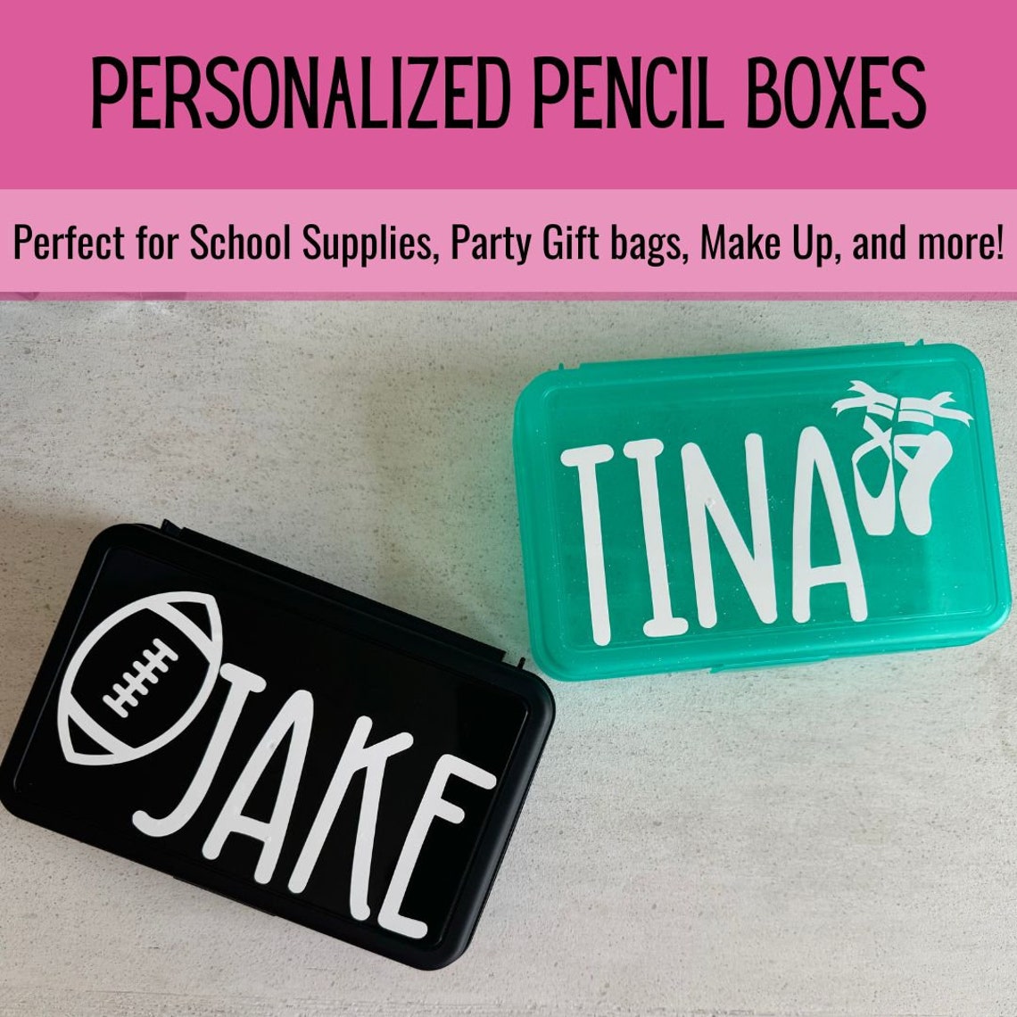 Custom Back-to-school Pencil Box, Personalized Goody Bags, Name Decal ...