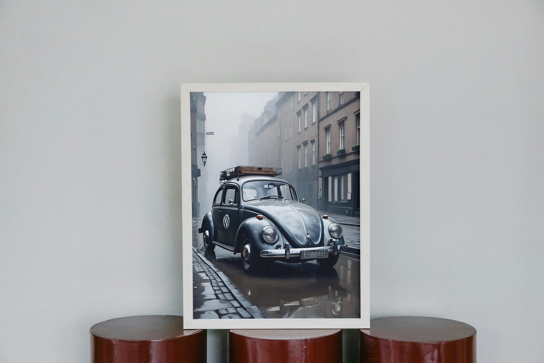 Volkswagen Beetle Print 1950s Car Volkswagen Beetle Poster Vintage Car ...