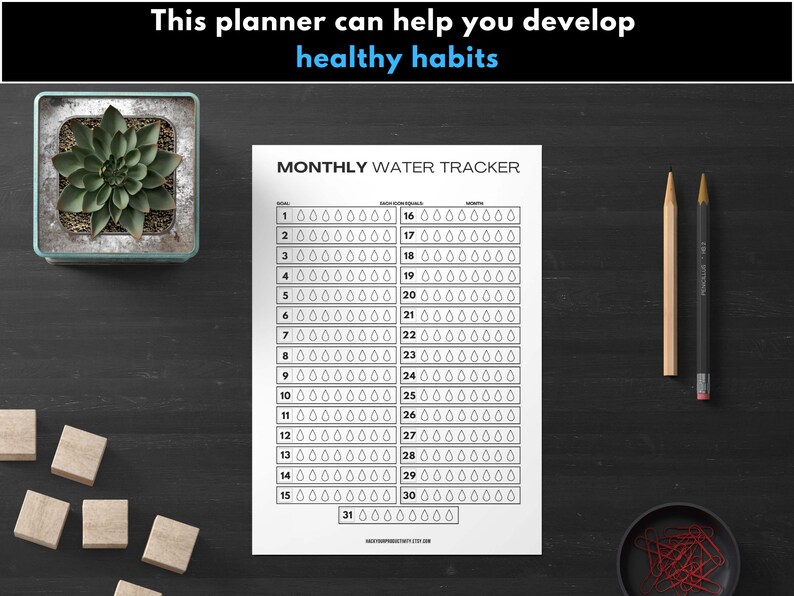 Monthly Water Tracker Printable, 31-day Water Drinking Challenge ...