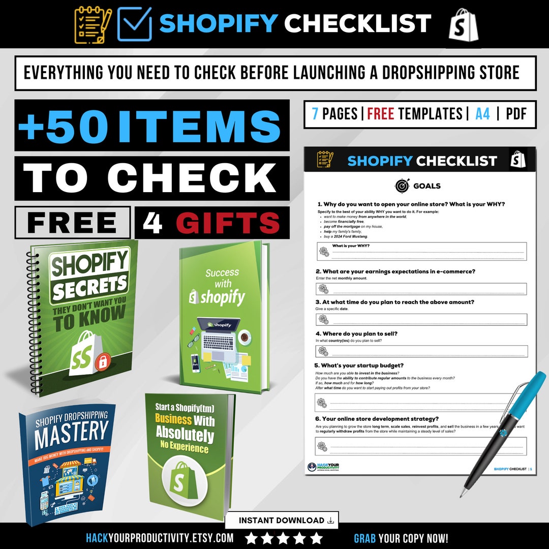 Shopify Checklist, Ecommerce Checklist, Dropshipping Checklist, Ecommerce Guide, Dropshipping ...