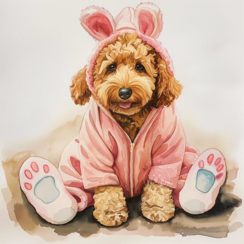 Goldendoodle Dog Easter Bunny Png Clipart by Doodlifestyle - Etsy