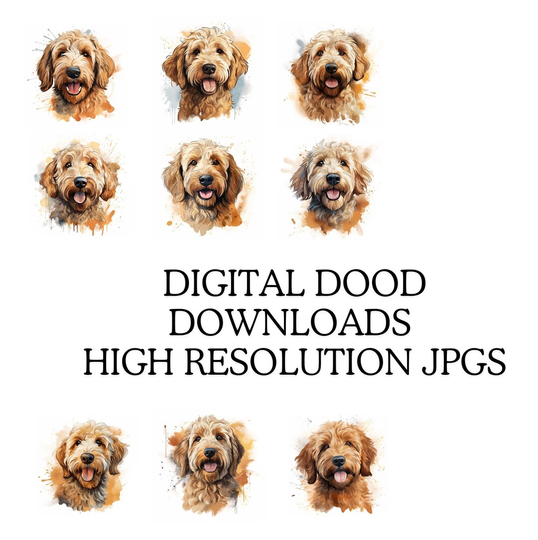 Goldendoodle Digital Downloads of 9 Watercolor Dood Designs for Clipart ...