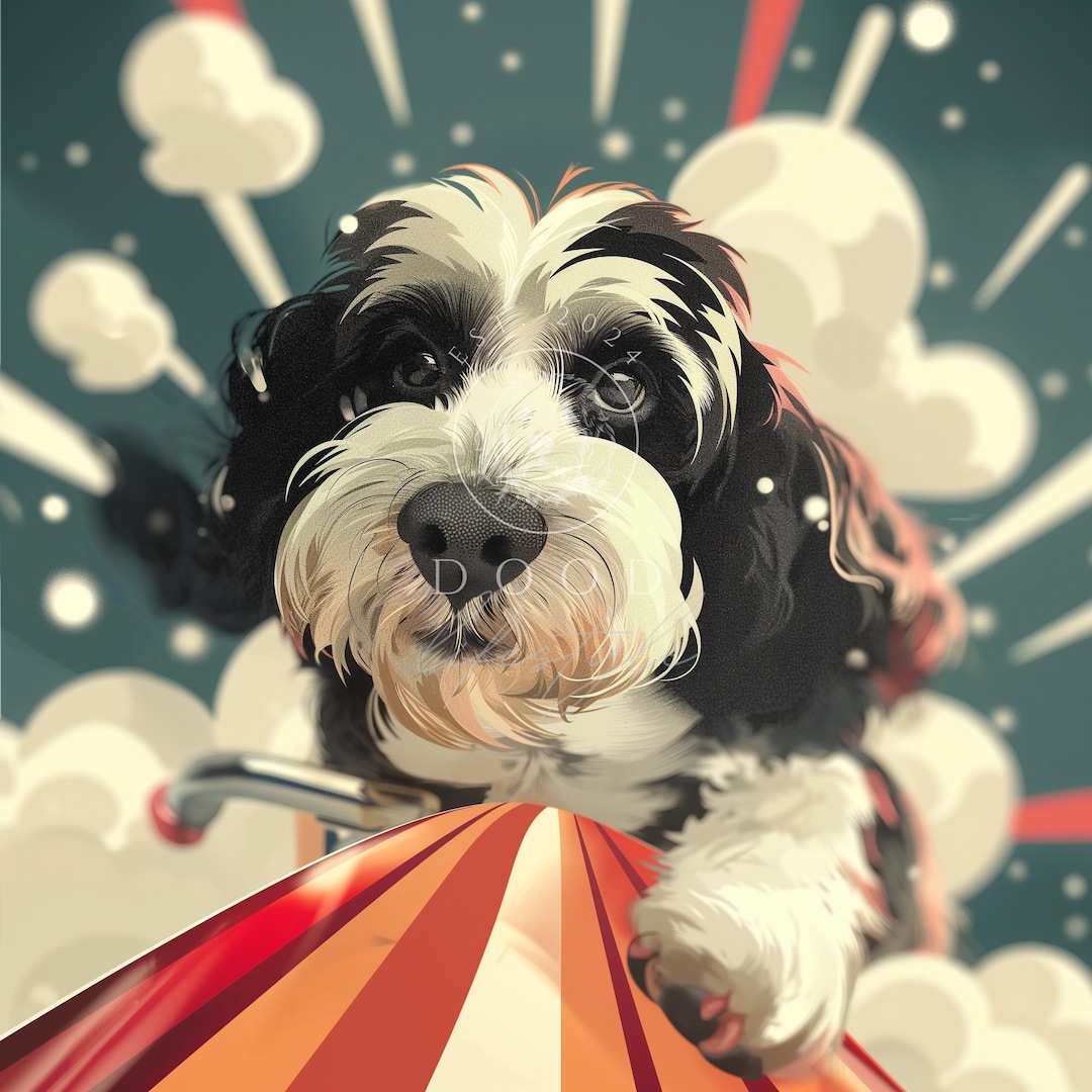 Goldendoodle Super Retro Clipart by Doodlifestyle - Etsy