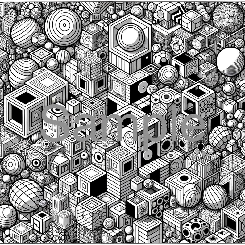 20 Pages of Complex and Fun 3D Shapes Coloring Pictures - Etsy Australia