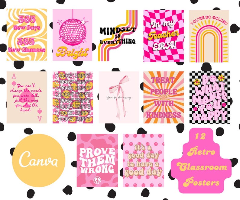 Retro Classroom Poster Bundle- 12 Posters - Etsy