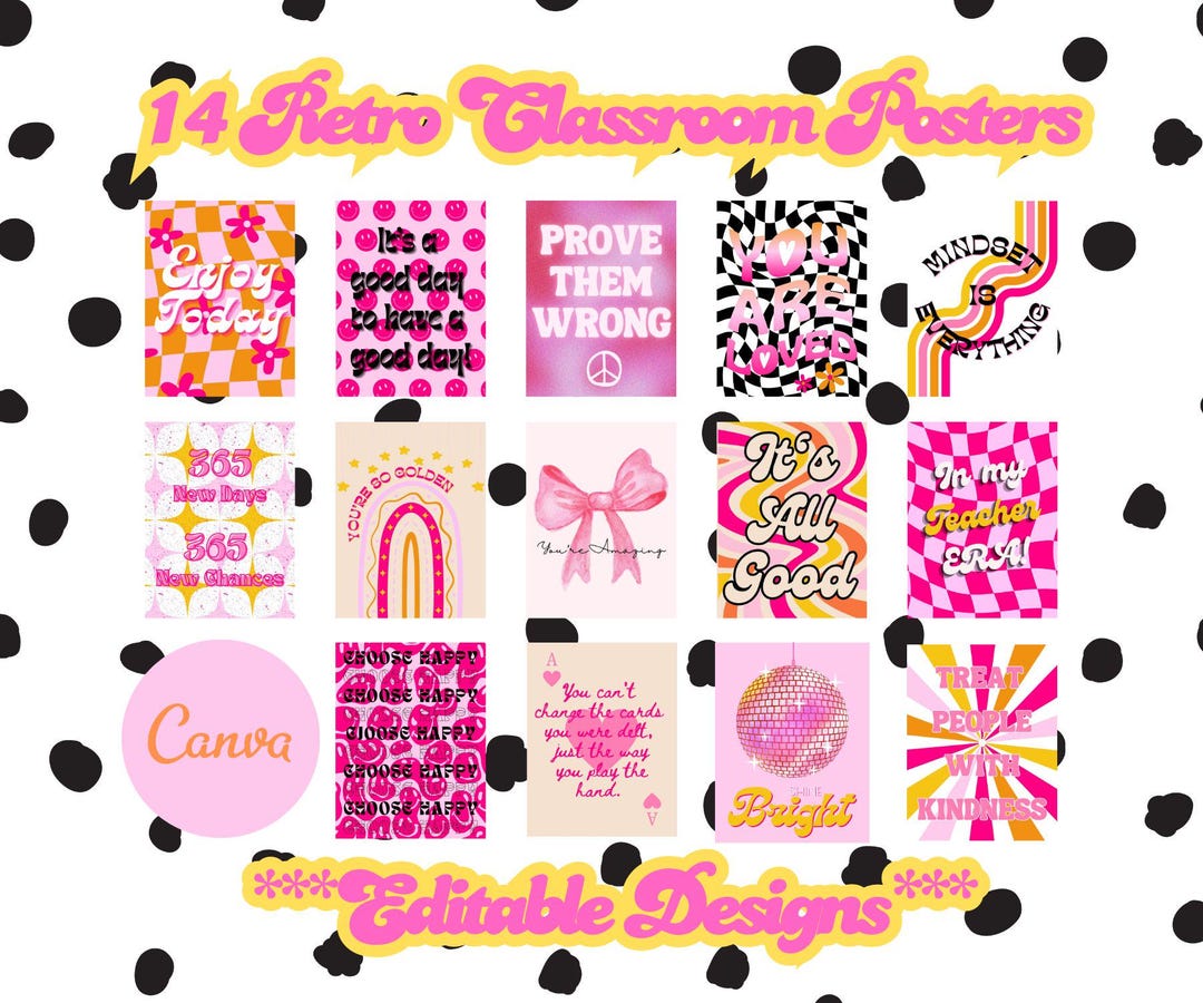 Retro Classroom Poster Bundle- 14 Posters: Editable - Etsy