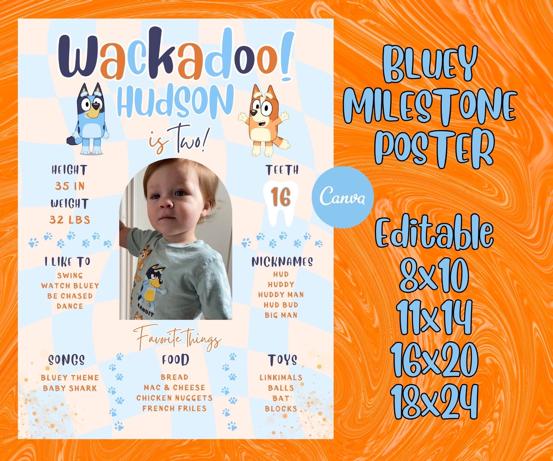 Editable Bluey Milestone Poster - Etsy