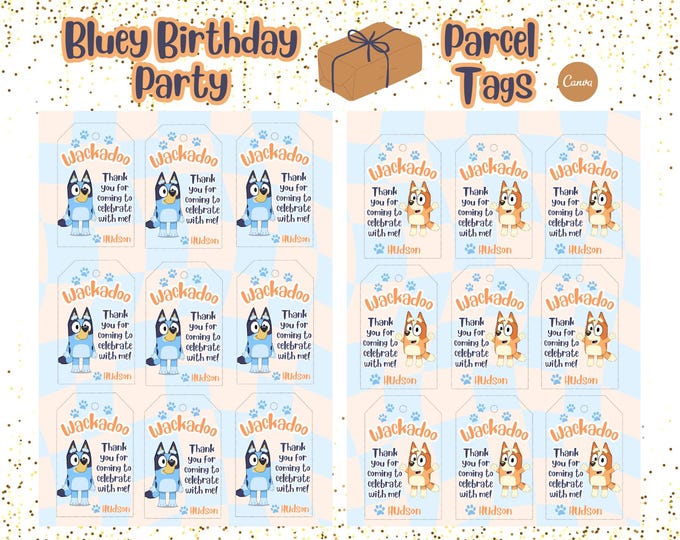 Bluey Birthday Gift Tags- Editable - Etsy