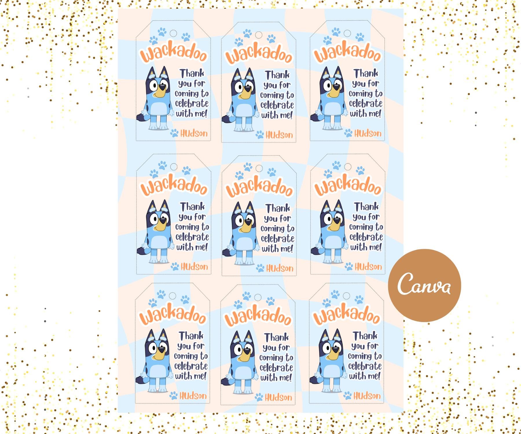 Bluey Birthday Gift Tags- Editable - Etsy