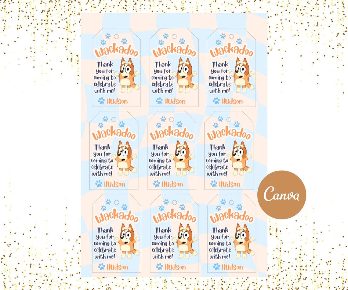 Bluey Birthday Gift Tags- Editable - Etsy
