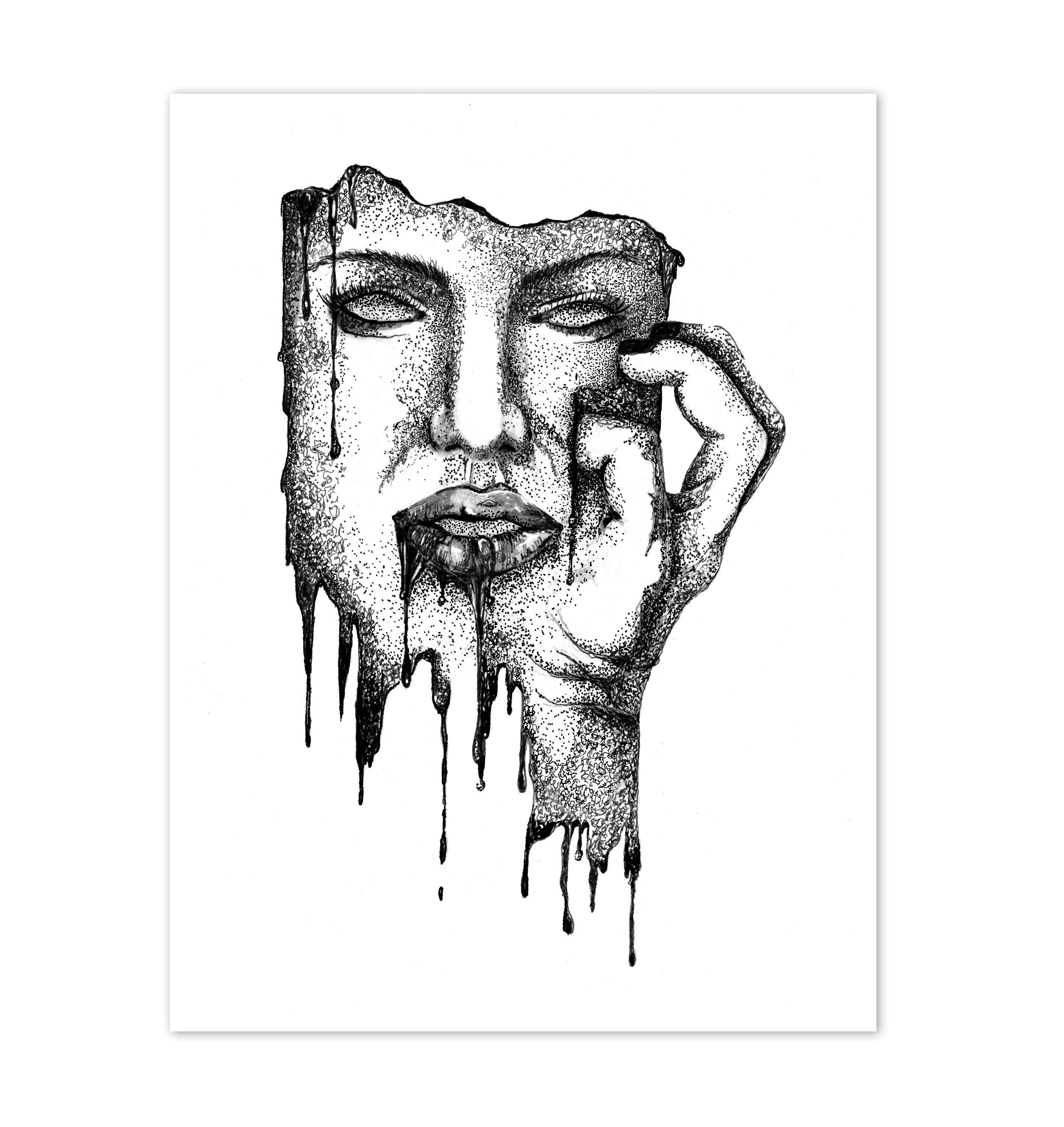 Giclée Print of Stippled Ink Drawing "angelina Ghoulie", Angelina Jolie ...