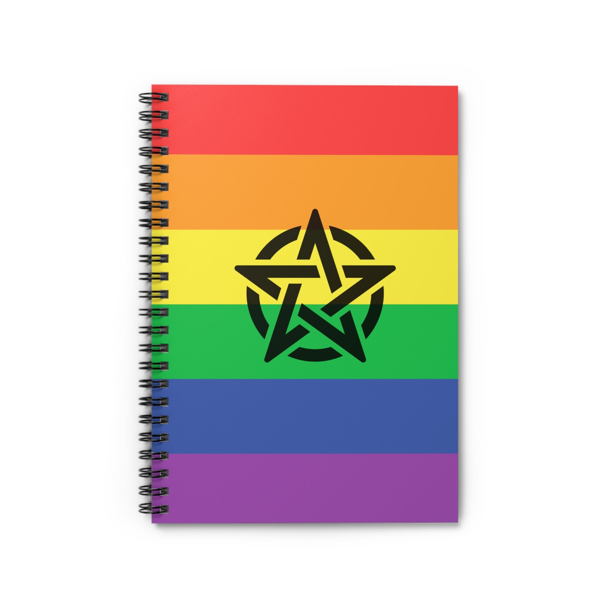 Pride Flag Pagan Spiral Notebook Pentacle Pentagram Journal rainbow ...
