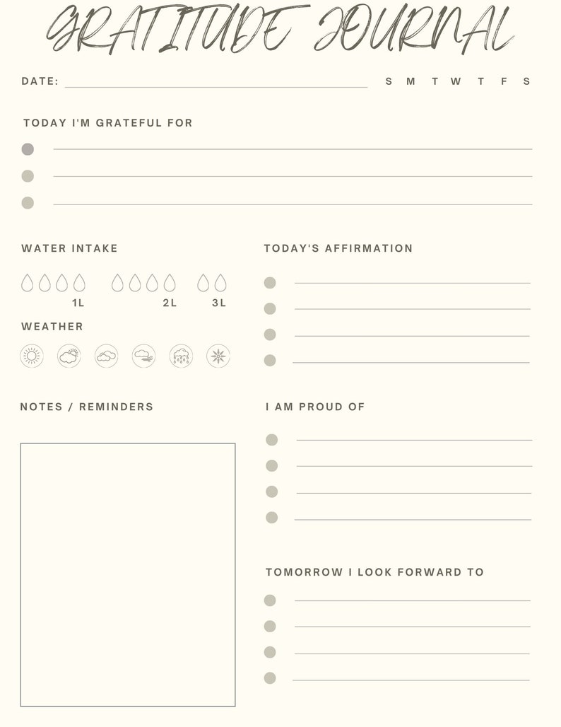 Digital, Printable Daily Gratitude Journal. - Etsy