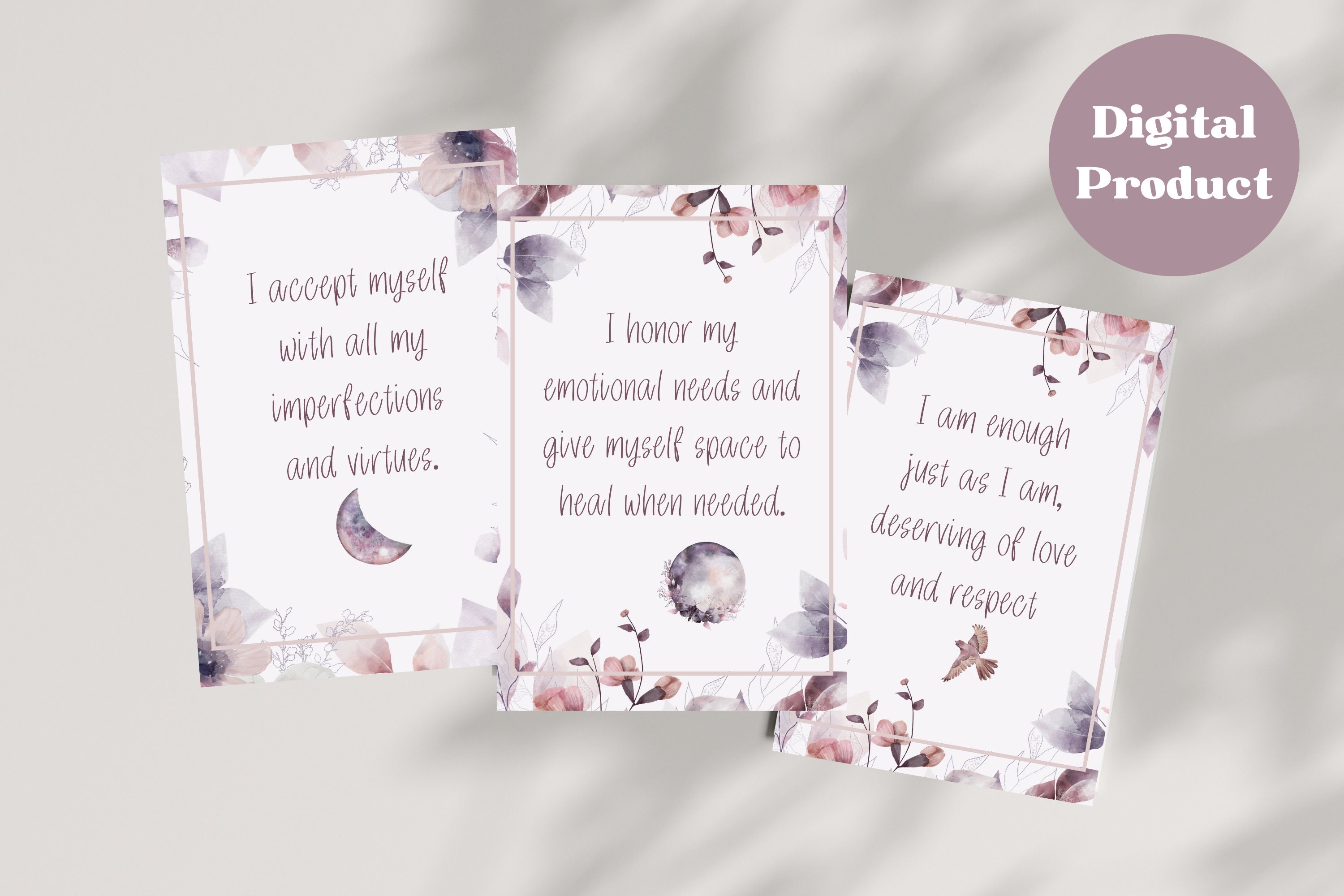 20 Affirmation Cards Digital Download, Self-love Affirmation Deck ...